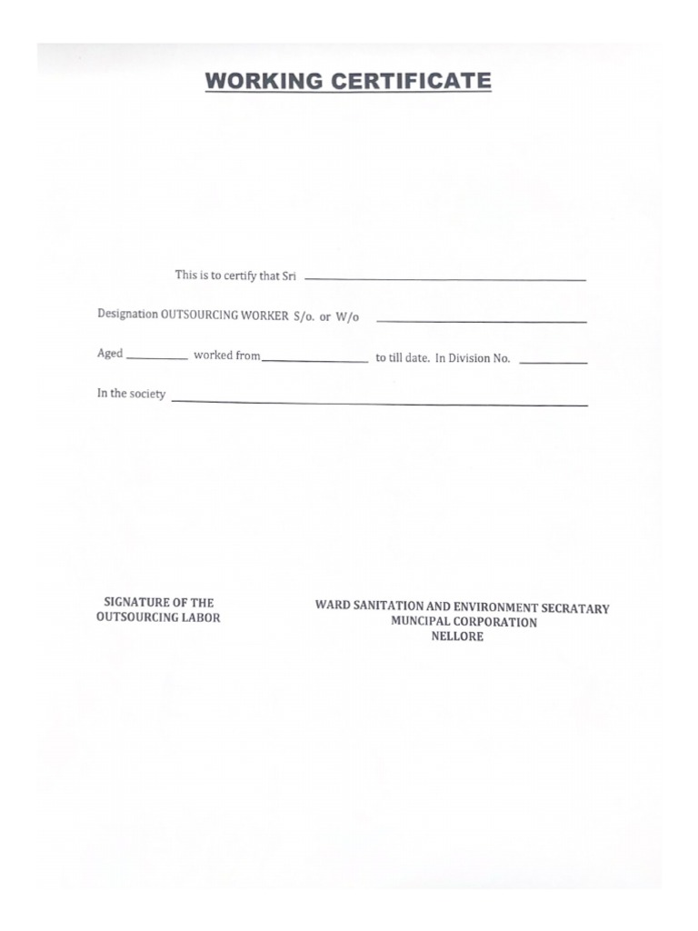 Working Certificate | PDF