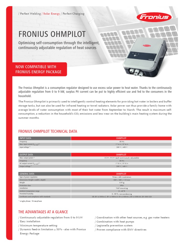 Fronius Ohmpilot | PDF | Solar Power | Water Heating