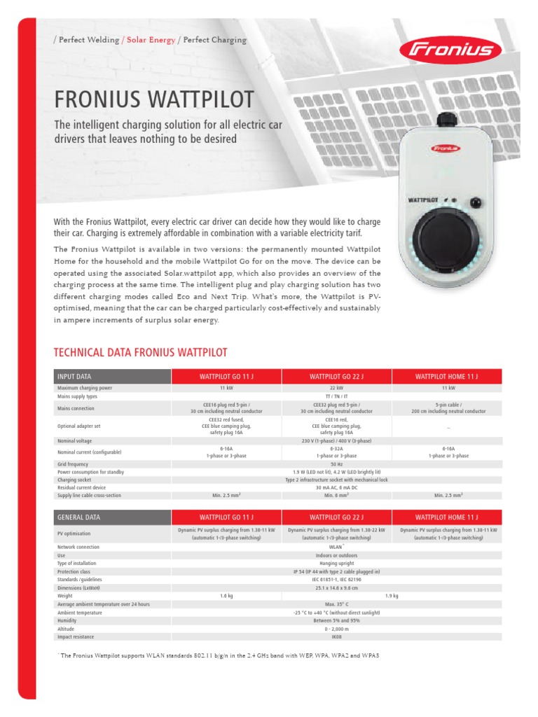 Statie de Incarcare Auto - Fronius Wattpilot | PDF | Ac Power Plugs And Sockets | Mains Electricity