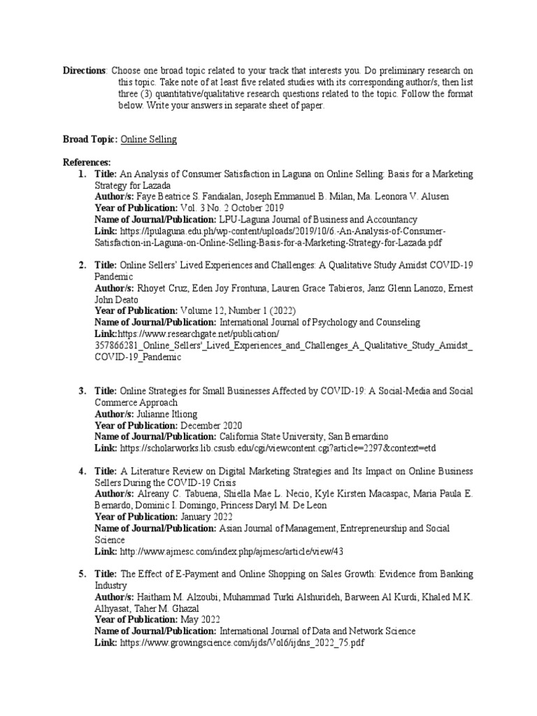Group 4 - Capstone Project Activity Title Proposals | PDF | Sales ...