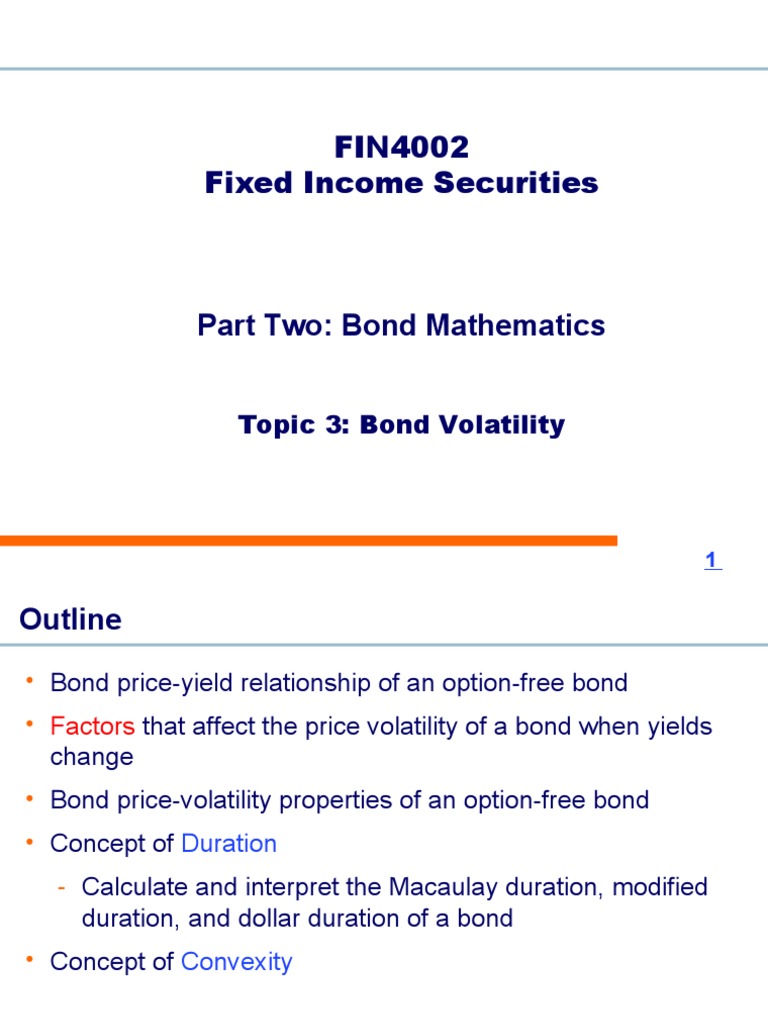 Topic 3 Bonds Volatility | PDF | Bond Duration | Bonds (Finance)