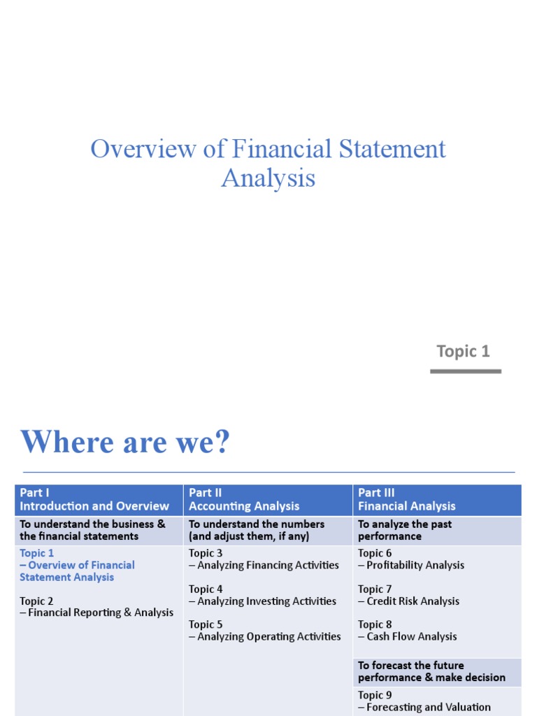 ACY4008 - Topic 1 - Overview of Financial Statement Analysis | PDF | Financial Statement ...