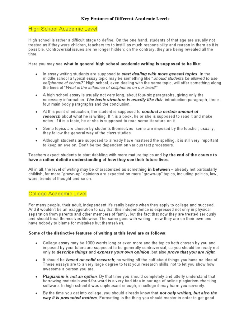 Academic Levels | PDF | Reason | Knowledge