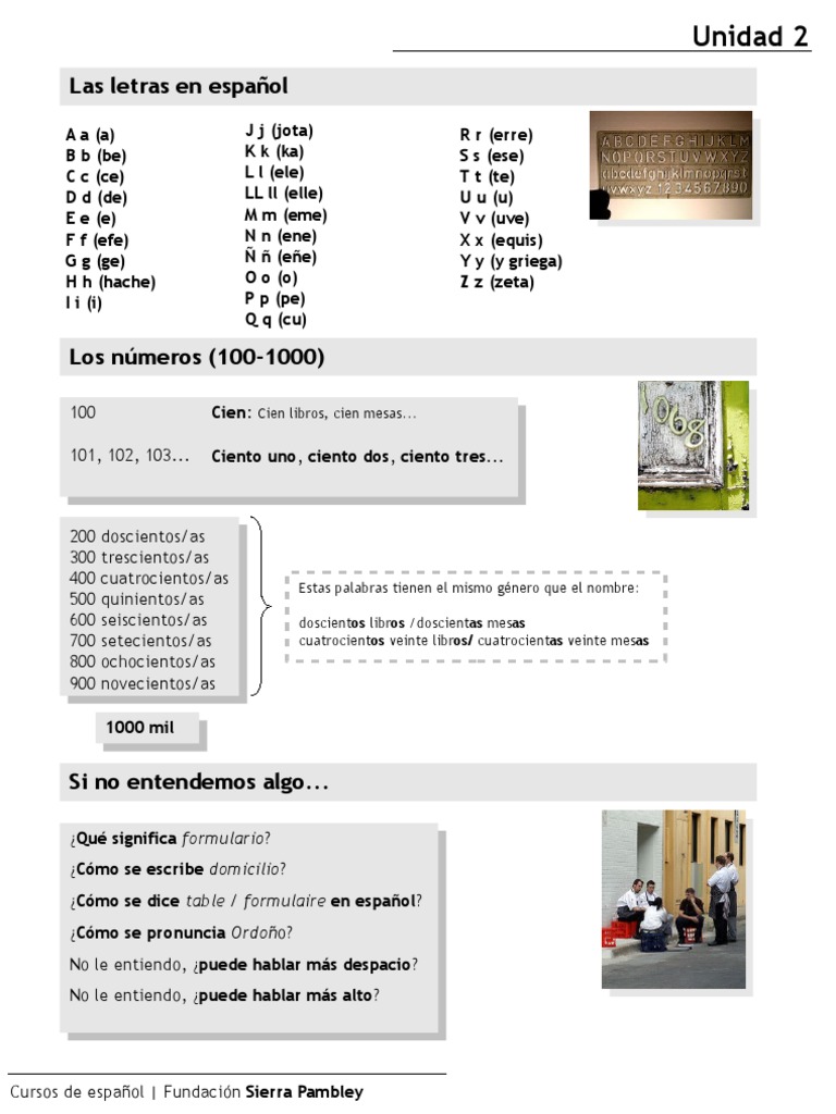 Las letras en español y números del 100 al 1000 | PDF | Verbo ...