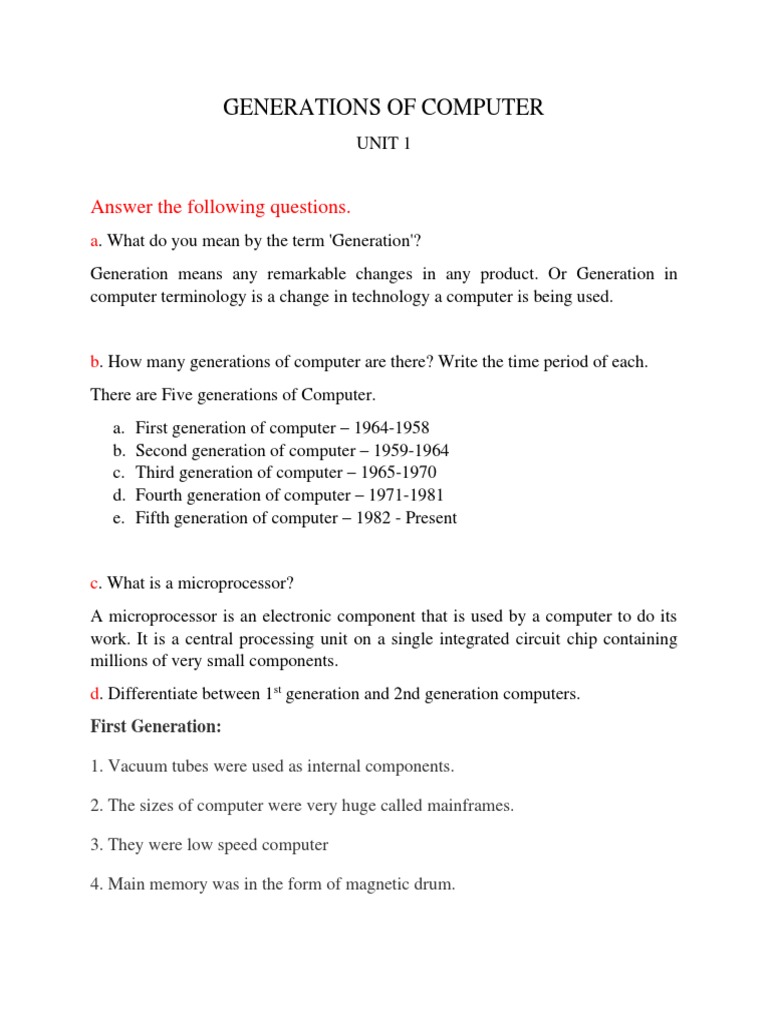 Computer Notes Class 3UNIT 1 - PART 2 | PDF | Random Access Memory ...