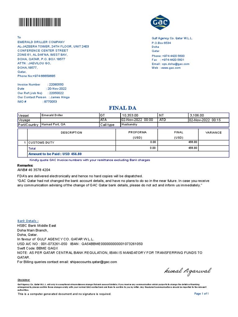 Invoice 22080550 | PDF | Invoice | Service Industries