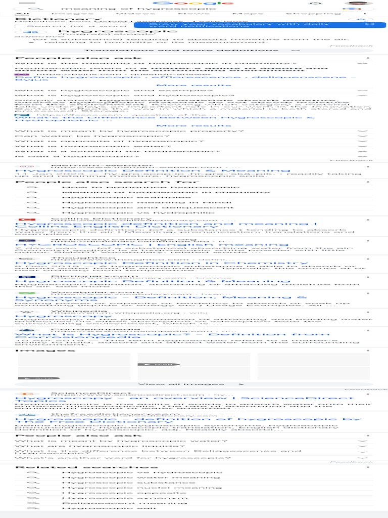 Meaning of Hygroscopic - Google Search | PDF | Adsorption | Physical ...