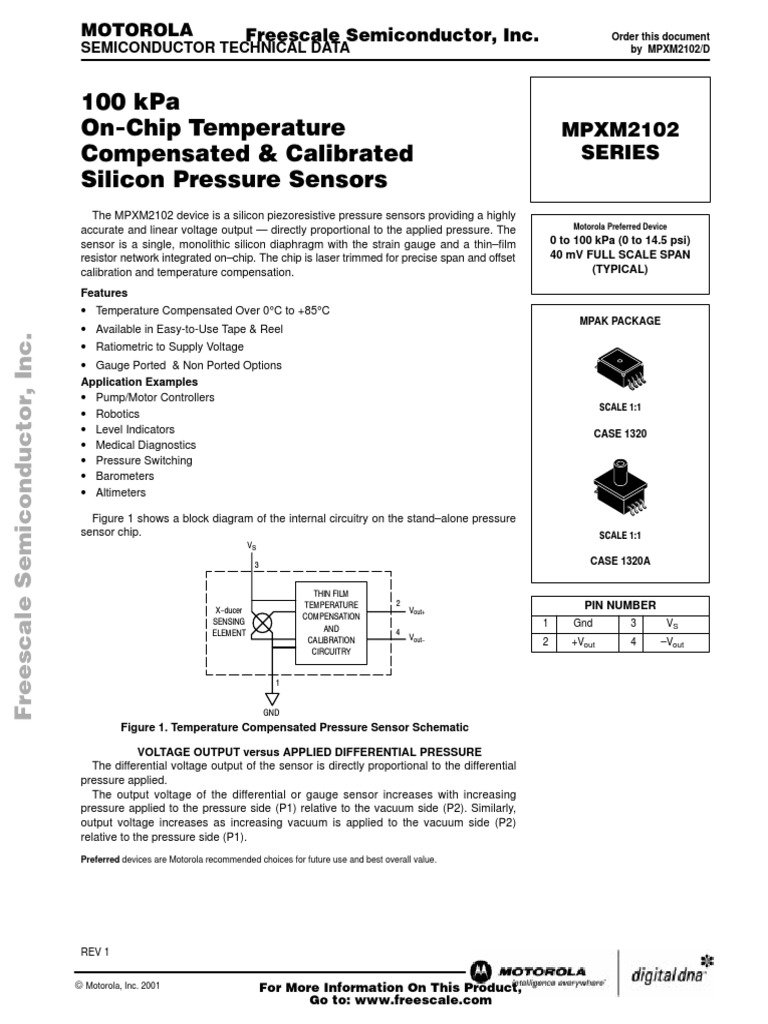 Freescale Semiconductor pressure sensor data sheet | PDF | Sensor ...