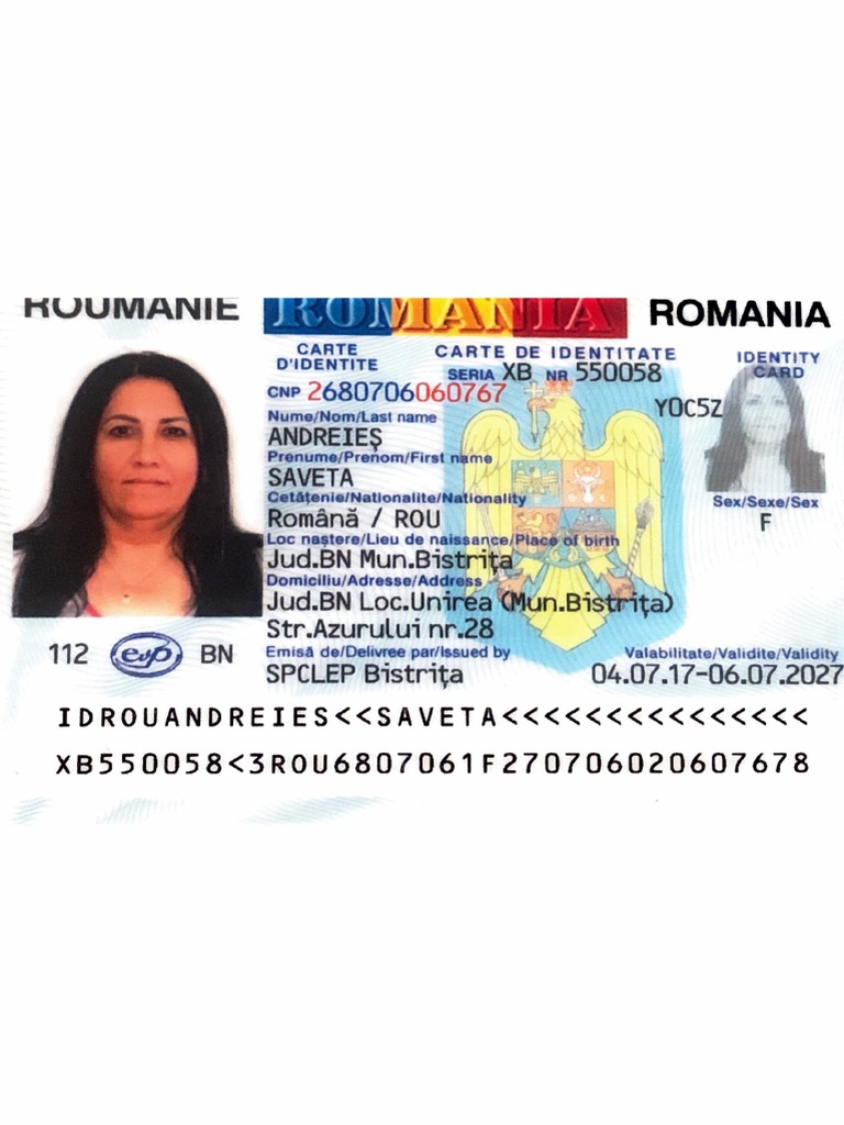 Carte d'identité roumaine de Saveta | PDF