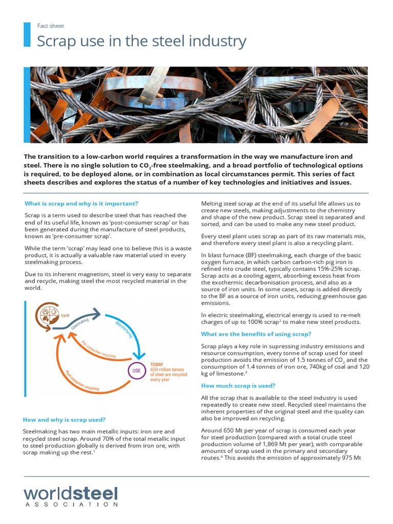 Fact Sheet Scrap Use in The Steel Industry | PDF | Scrap | Steel