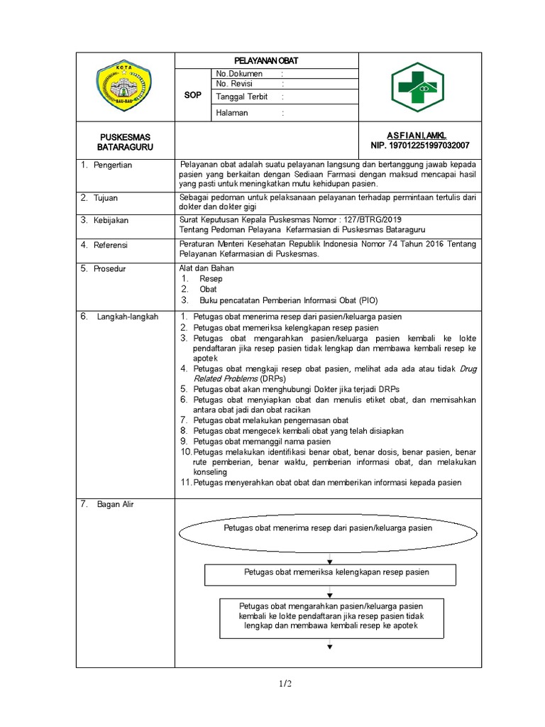 8.2.1 Ep 3 Sop Pelayanan Obat | PDF