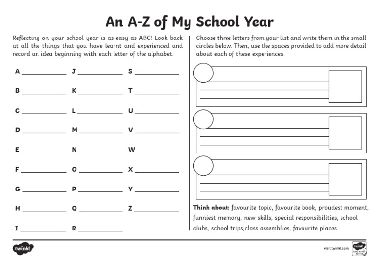A-Z Reflection on School Year | PDF