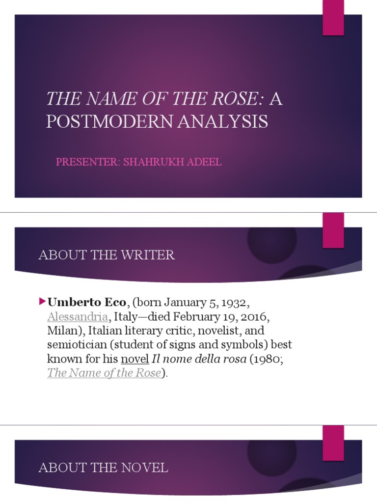 The Name of The Rose: A: Postmodern Analysis | PDF