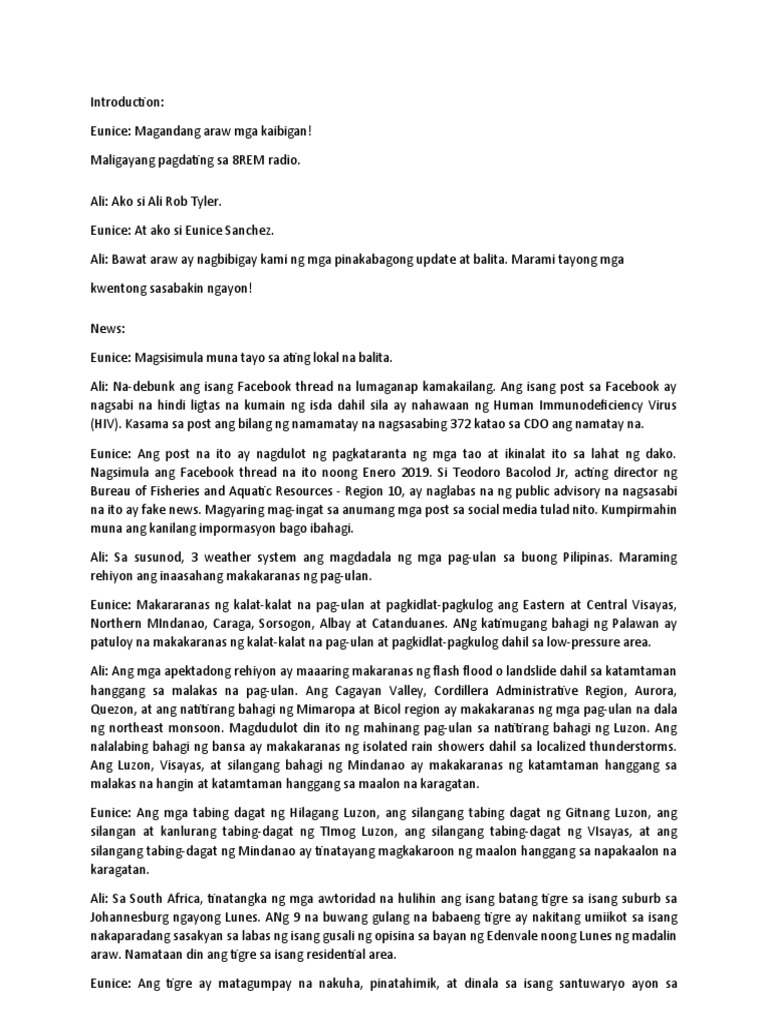 Filipino Radio Script 1 | PDF