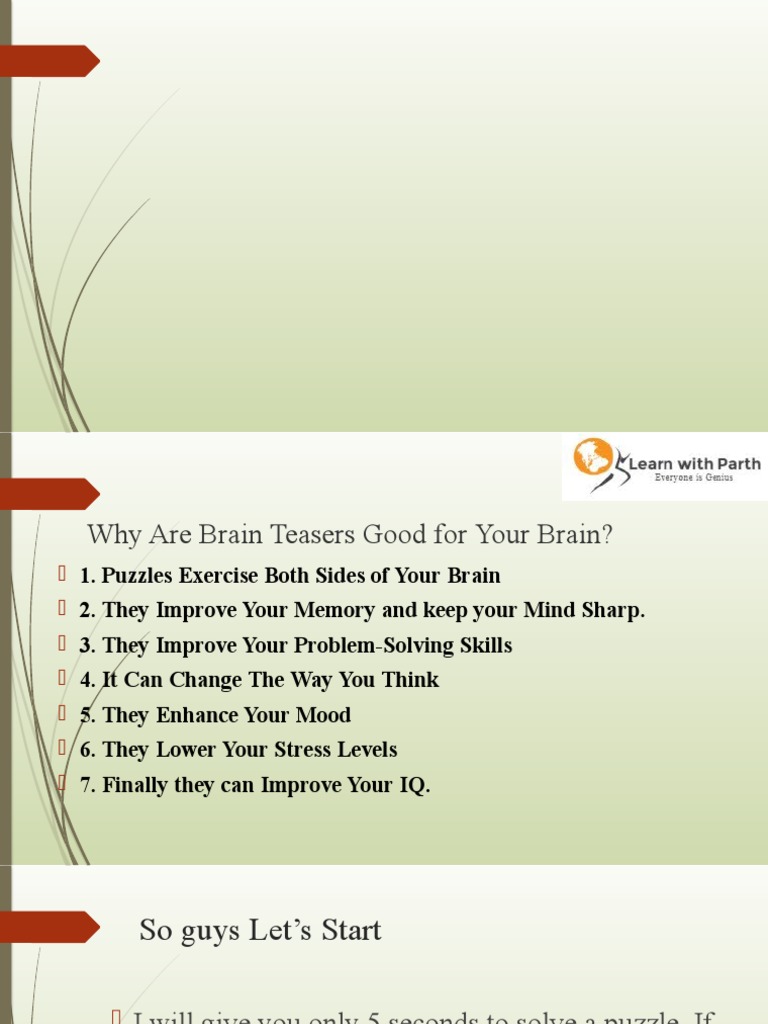 Why Brain Teasers Are Good for Your Brain | PDF