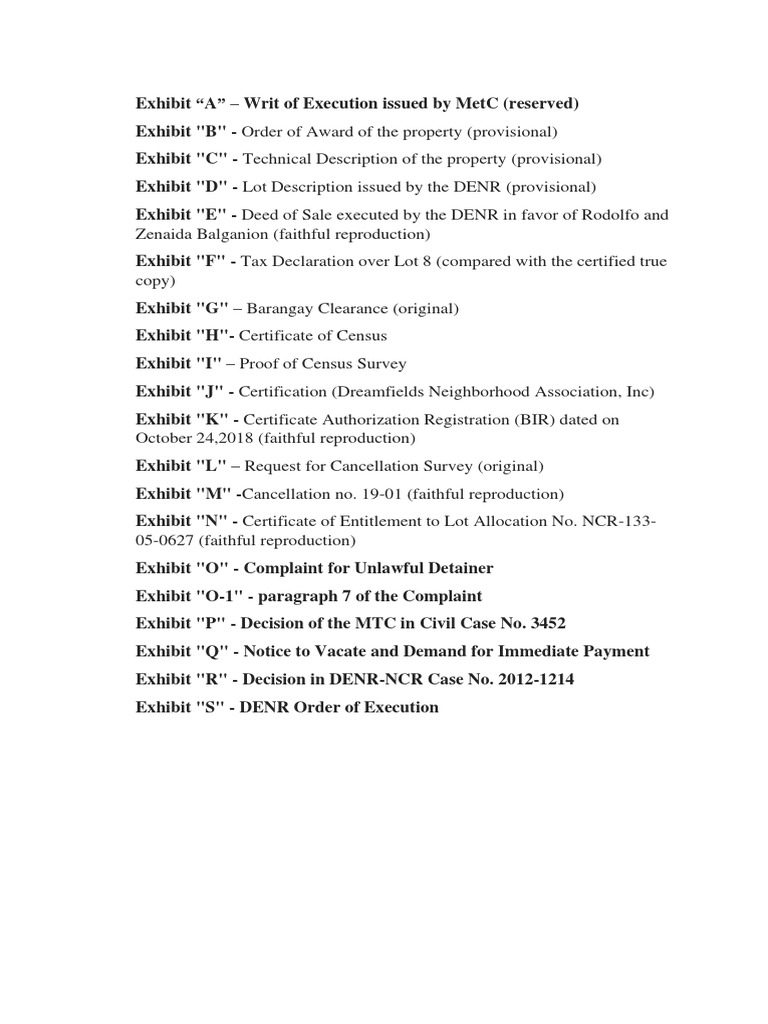 Exhibits To Be Marked | PDF