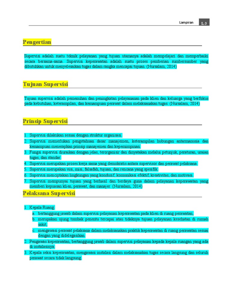 Alur Supervisi Keperawatan Nursalam 2014 | PDF