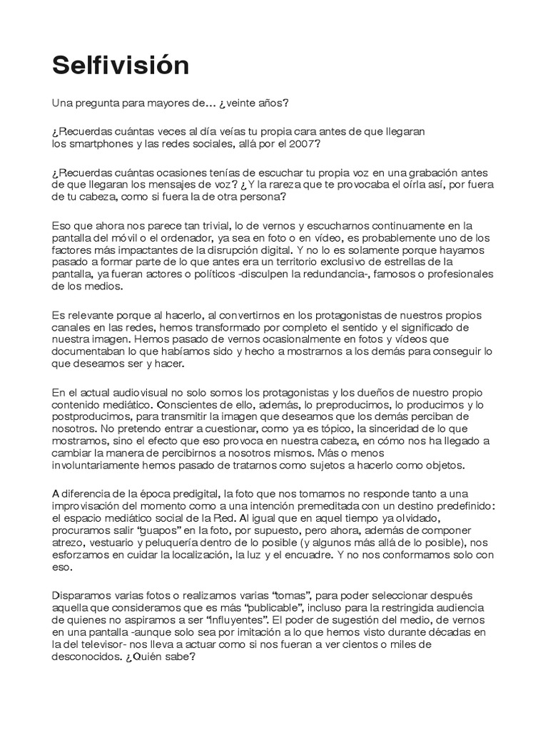 Selfivision | PDF | Juegos y actividades | Ciencias sociales