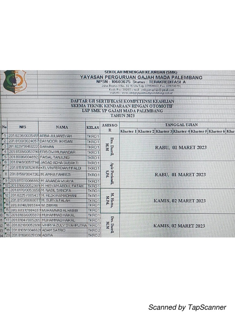 Jadwal Ujian LSP TKRO 2023 | PDF