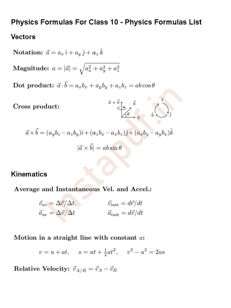 Instapdf - in Class 10 Physics All Formulas 389 | PDF | Science ...