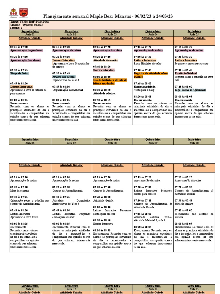Plano Primeiras Semanas | PDF