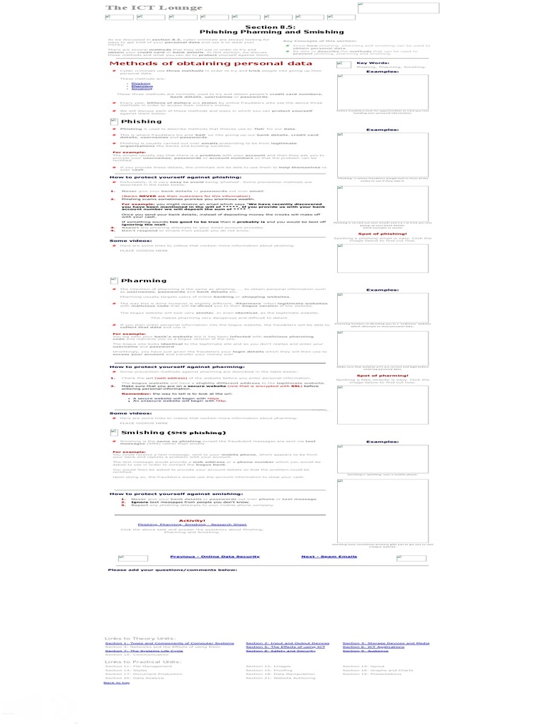 IGCSE ICT - Phishing, Pharming and Smishing | PDF | Phishing | Digital ... IGCSE ICT - Phishing, Pharming and Smishing | PDF | Phishing | Digital ...