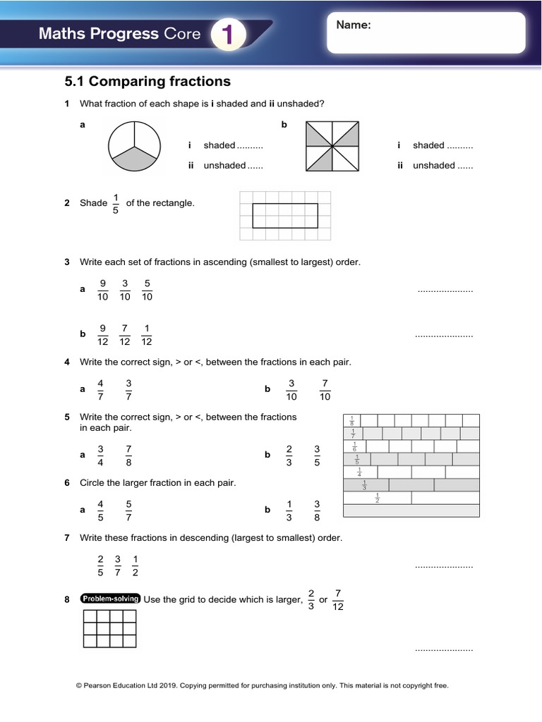 5.1 Comparing Fractions | PDF