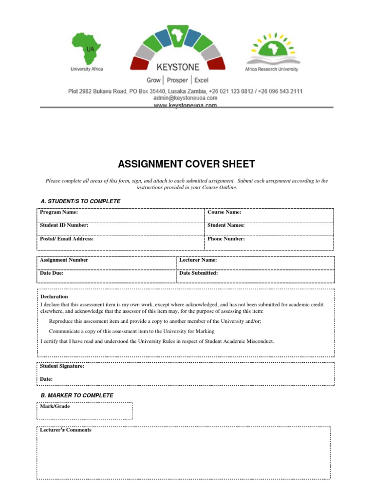 Assignment Submission Cover Sheet | PDF | Career & Growth | Business