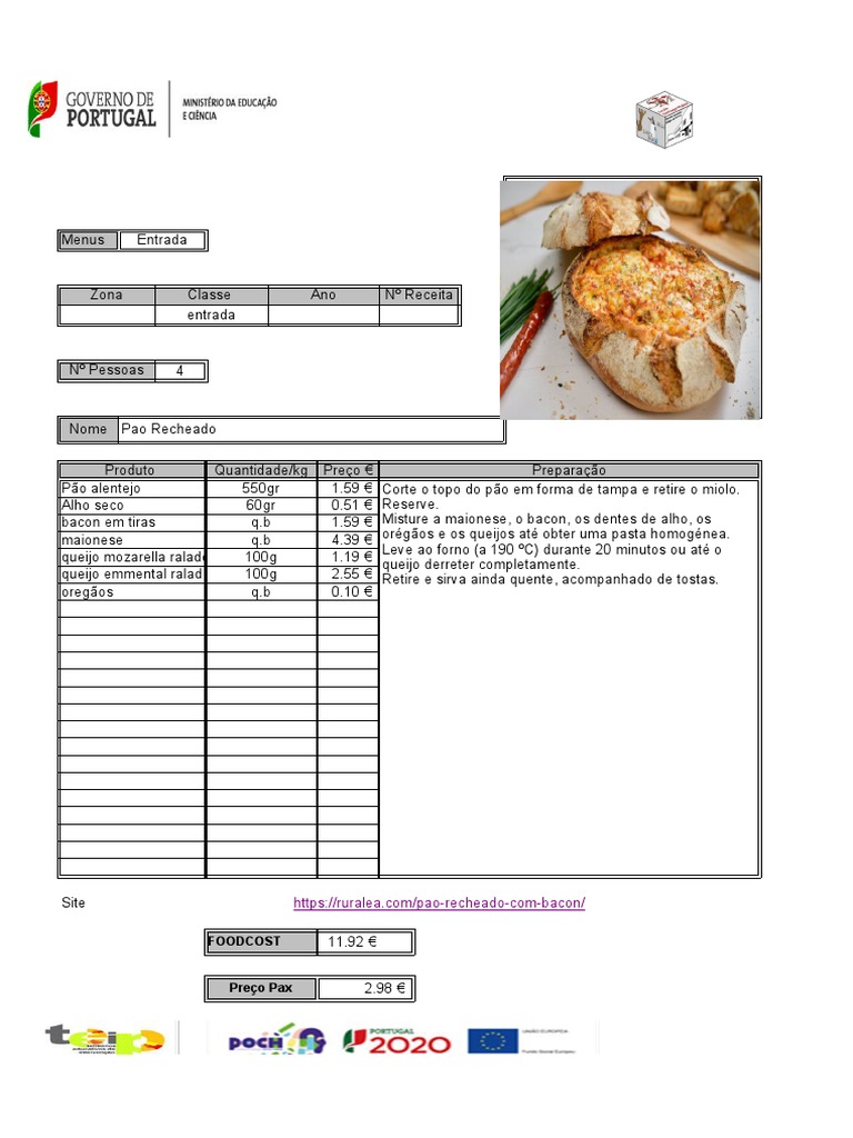 Ficha Tecnica Cozinha Beja | PDF | Preparação de alimentos e bebidas ...
