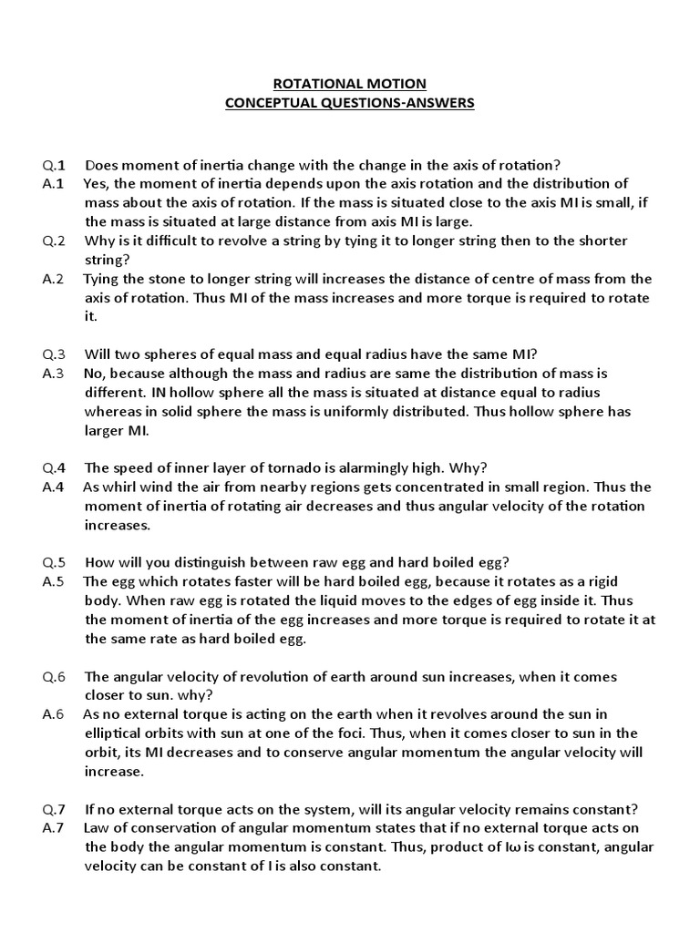 Conceptuals of Rotational Motion | Download Free PDF | Rotation Around A Fixed Axis | Angular ...