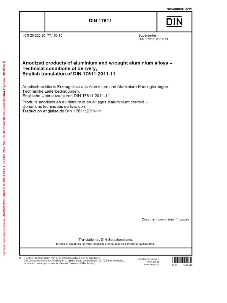 Din 17611 (2011) | PDF