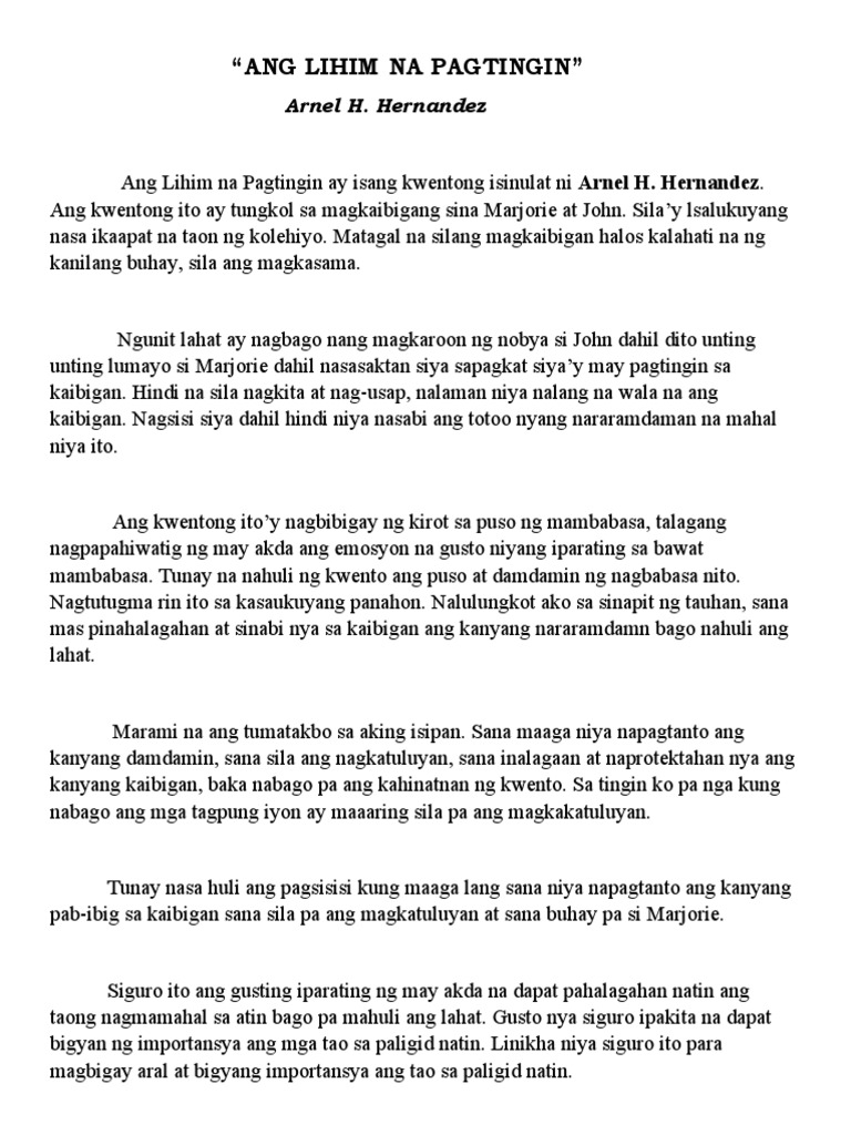 Ang Lihim Na Pagtingin | PDF