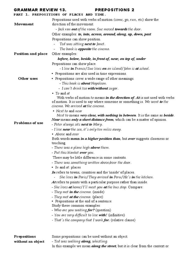 Prepositions: Usage and Practice Guide | PDF | Preposition And ...