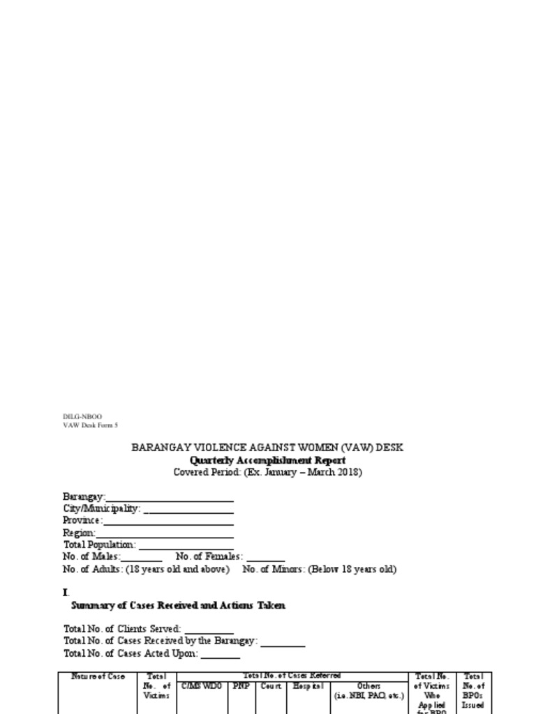 New Format of Vawc Quarterly Report | PDF
