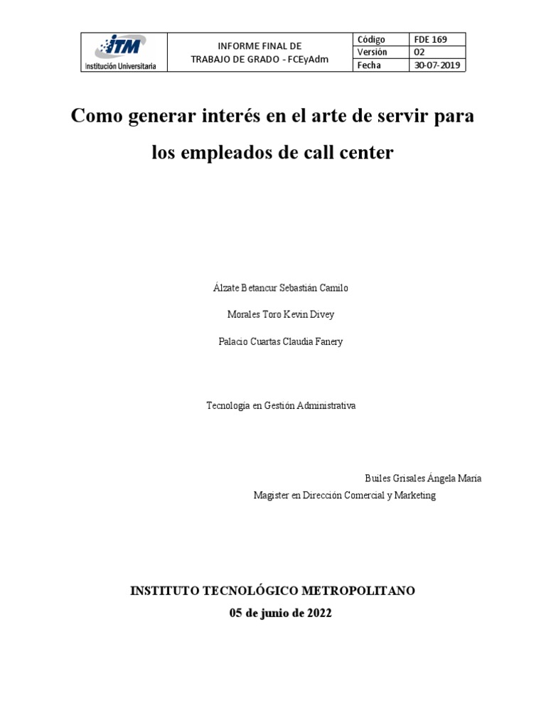 Servicio Al Cliente: Mejorar La Atención en Un Call Center | Descargar gratis PDF | Centro de ...