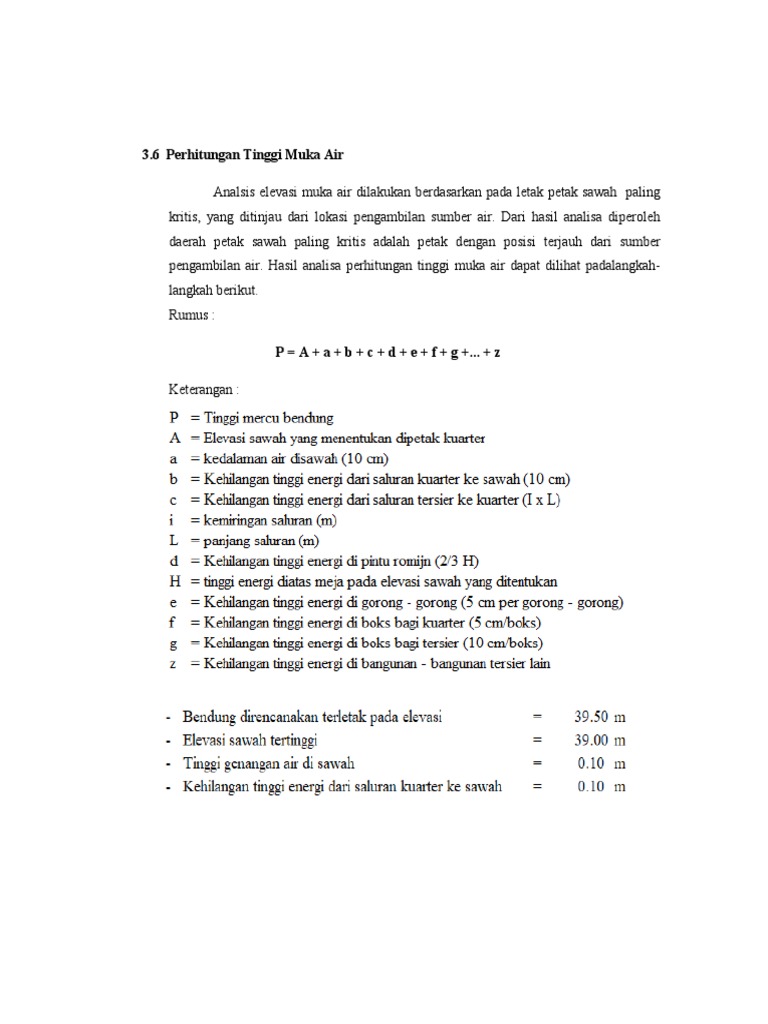 Elevasi Muka Air Hulu Sungai | PDF