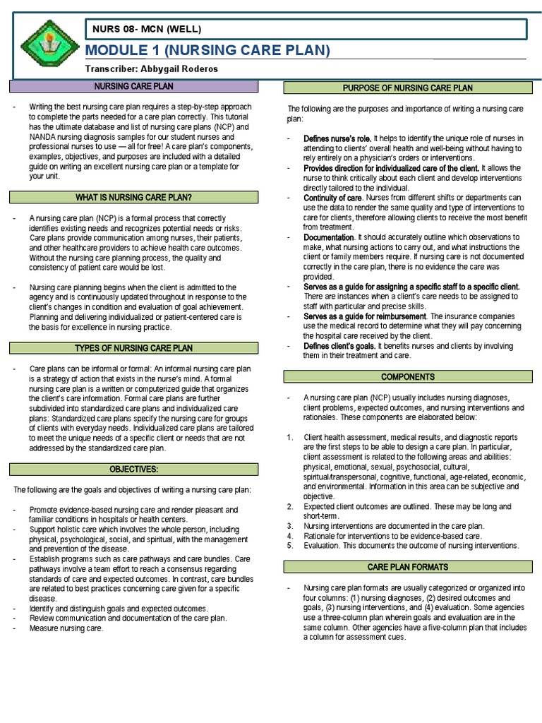 Comprehensive Guide to Nursing Care Plans | PDF | Nursing | Goal