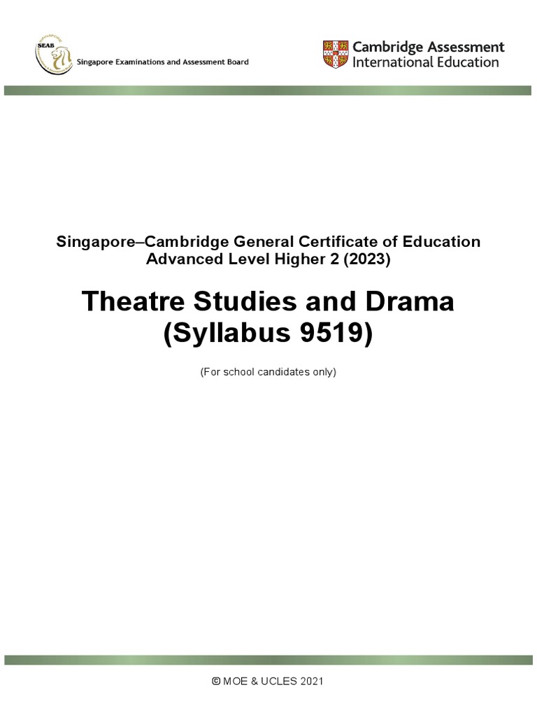 Theatre Studies and Drama (Syllabus 9519) | Download Free PDF | Theatre ...