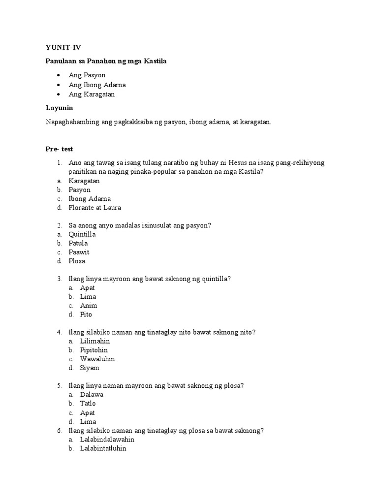 YUNIT IV Panulaan | PDF