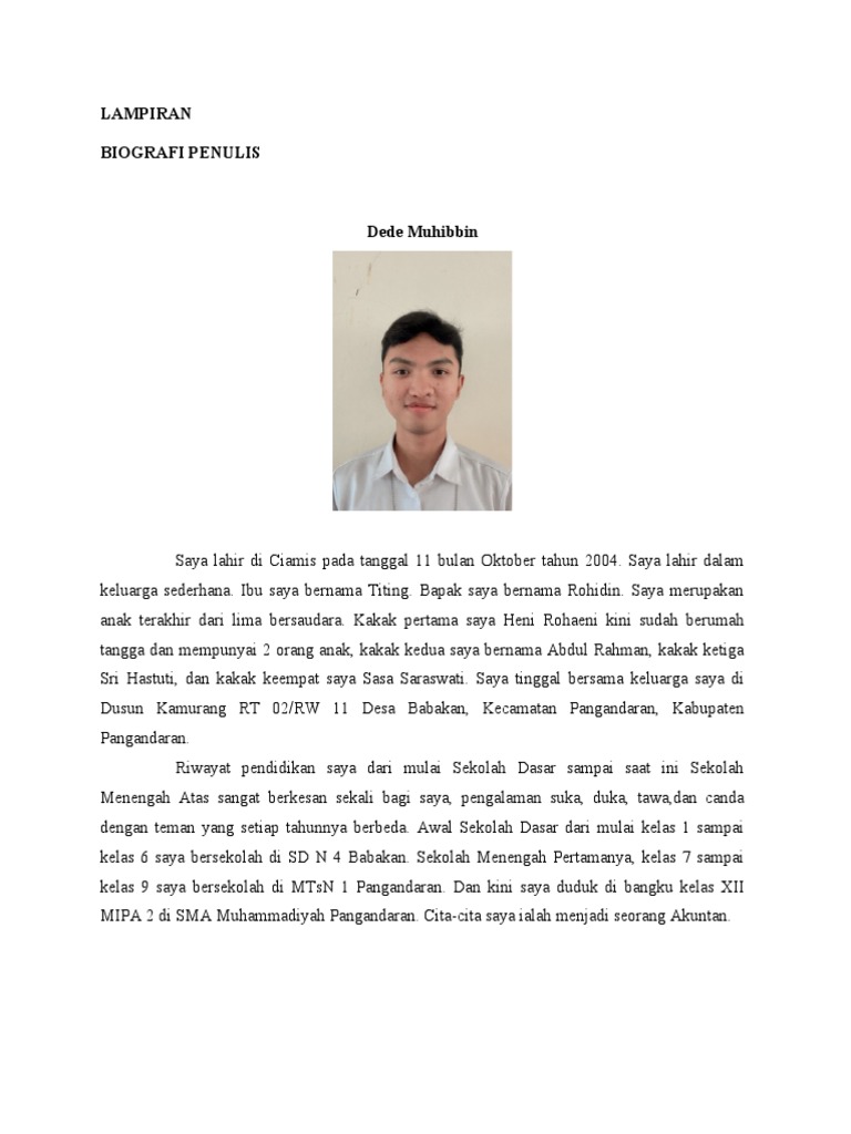 Lampiran Biografi Ibin | PDF | Agama & Spiritualitas | Gaya Hidup