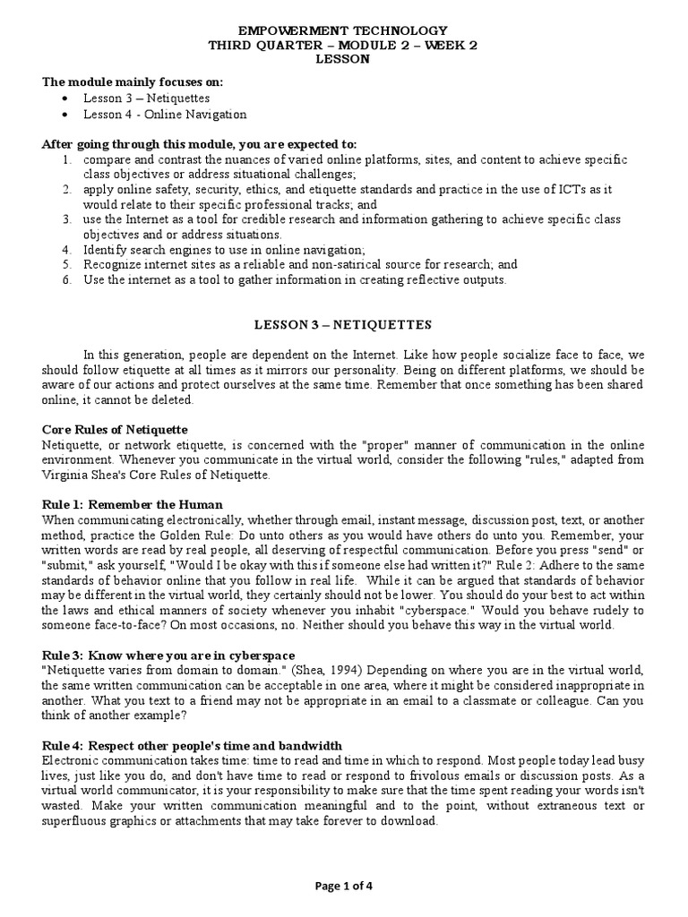 Emtech Module2 Week2 Lesson | PDF | Internet | Computing