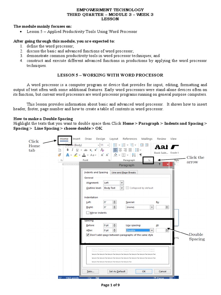 Emtech Module3 Week3 Lesson | PDF | Word Processor | Microsoft Word