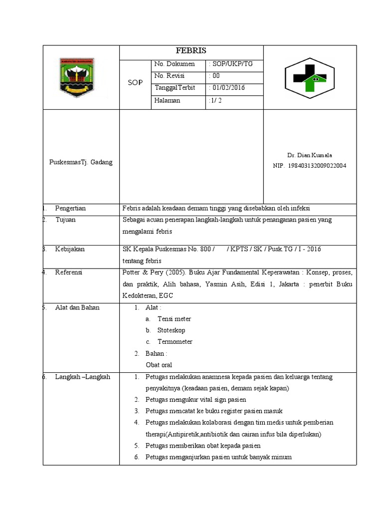 Sop Febris Dan SOP DM | PDF