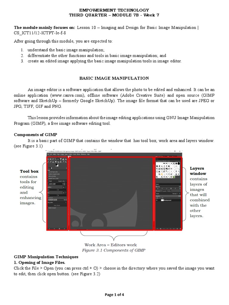 GIMP Basics for Image Manipulation | PDF | Image Editing | Sketch Up