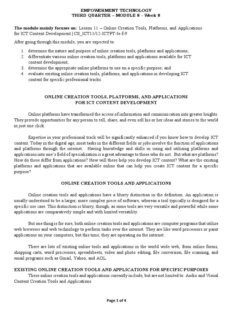 Emtech Module8 Week8 Lesson | PDF