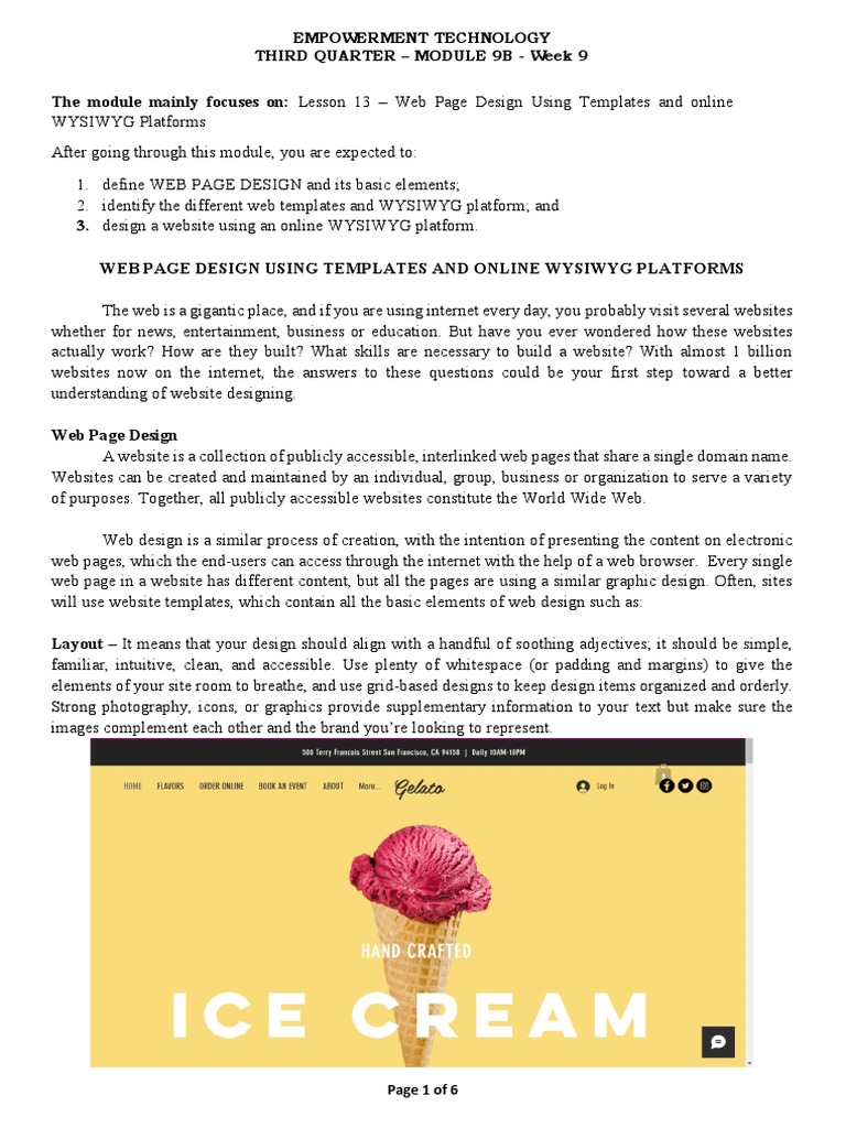 Emtech Module9b Week9 Lesson | PDF | Web Design | Websites
