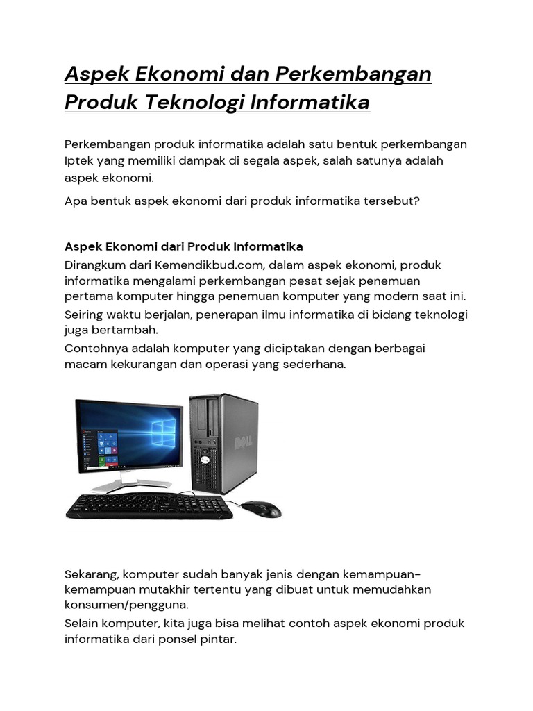 Aspek Ekonomi Dan Perkembangan Produk Teknologi Informatika | PDF