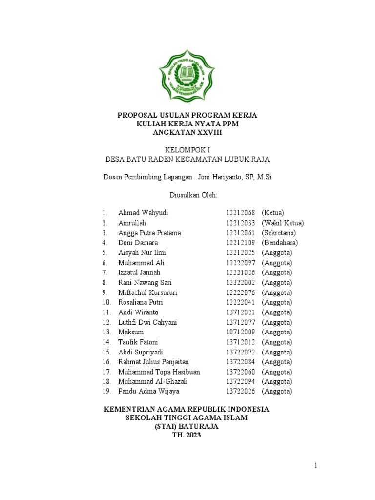 Proposal - Pengajuan - Program - Kerja - KKN-dikonversi. COPY-1 | PDF