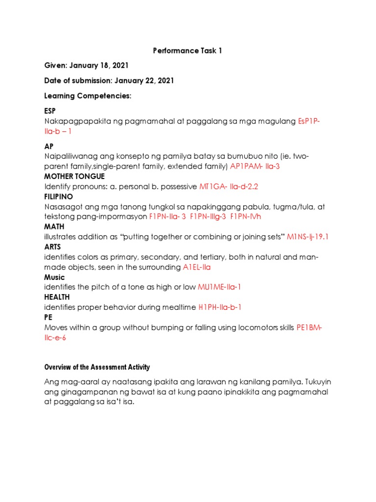 Performance Task 1 - 2nd Quarter | PDF