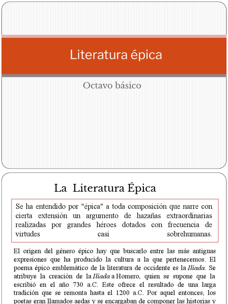 8vos Basicos PPT Literatura Epica | PDF